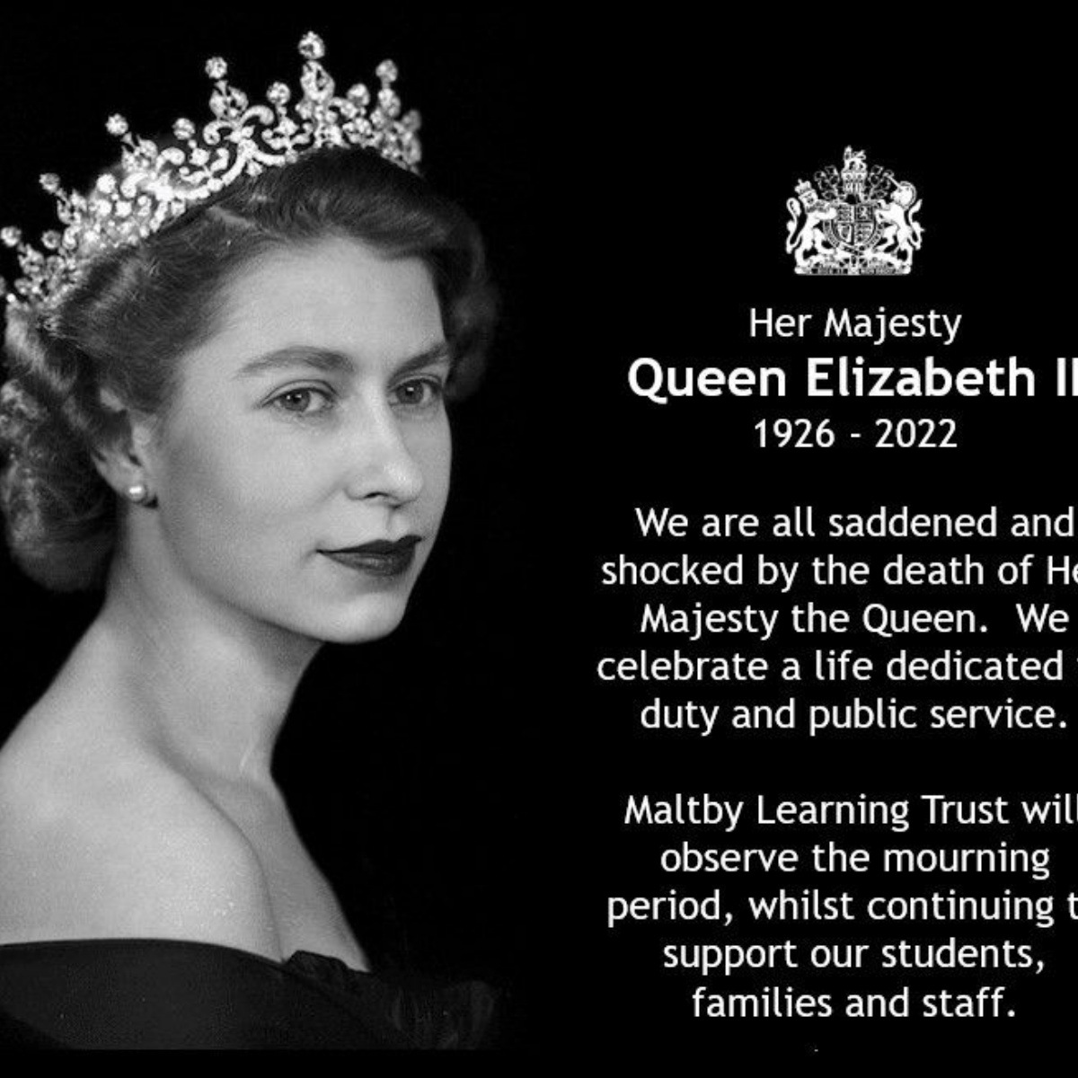 Maltby Lilly Hall Academy - Her Majesty queen Elizabeth II